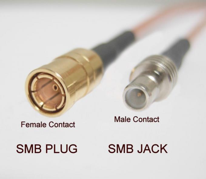 50 Ohm , 75 Ohm Right Angle Straight SMB Coaxial Connector Low Reflection